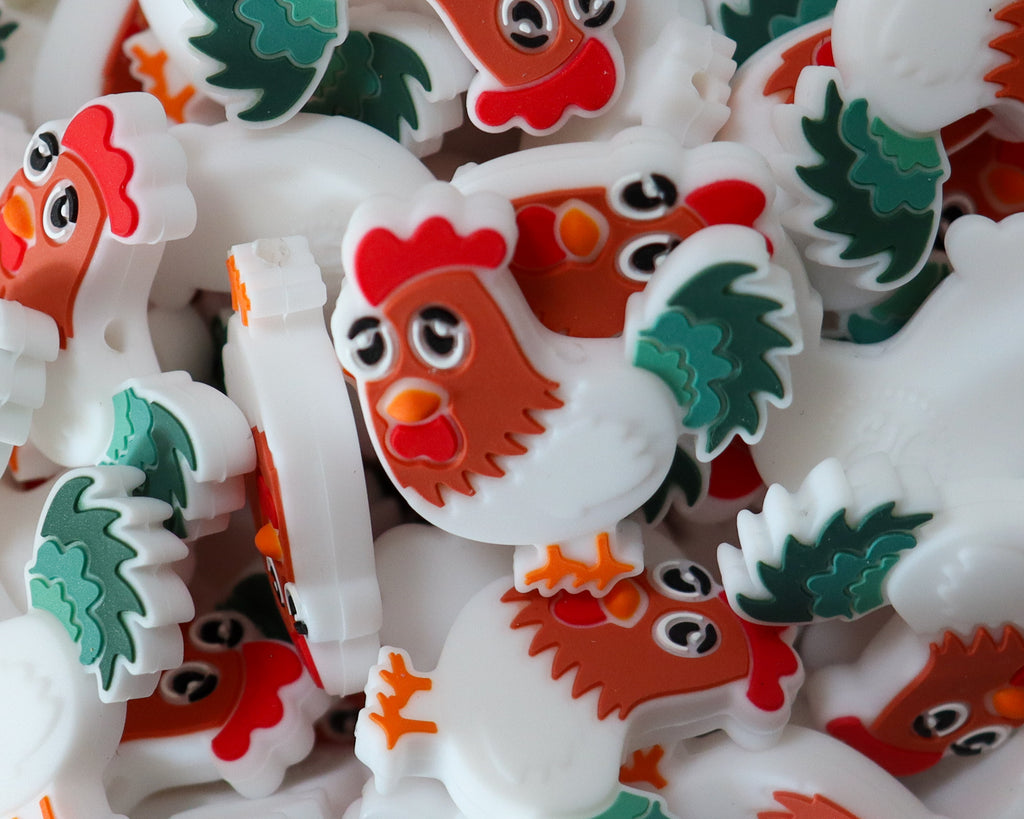 Rodney the Rooster Silicone Focal Bead – Bella’s Bead Supply